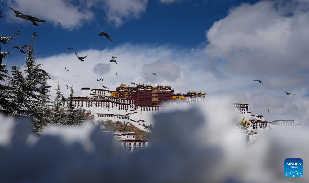 Snow falls in Lhasa